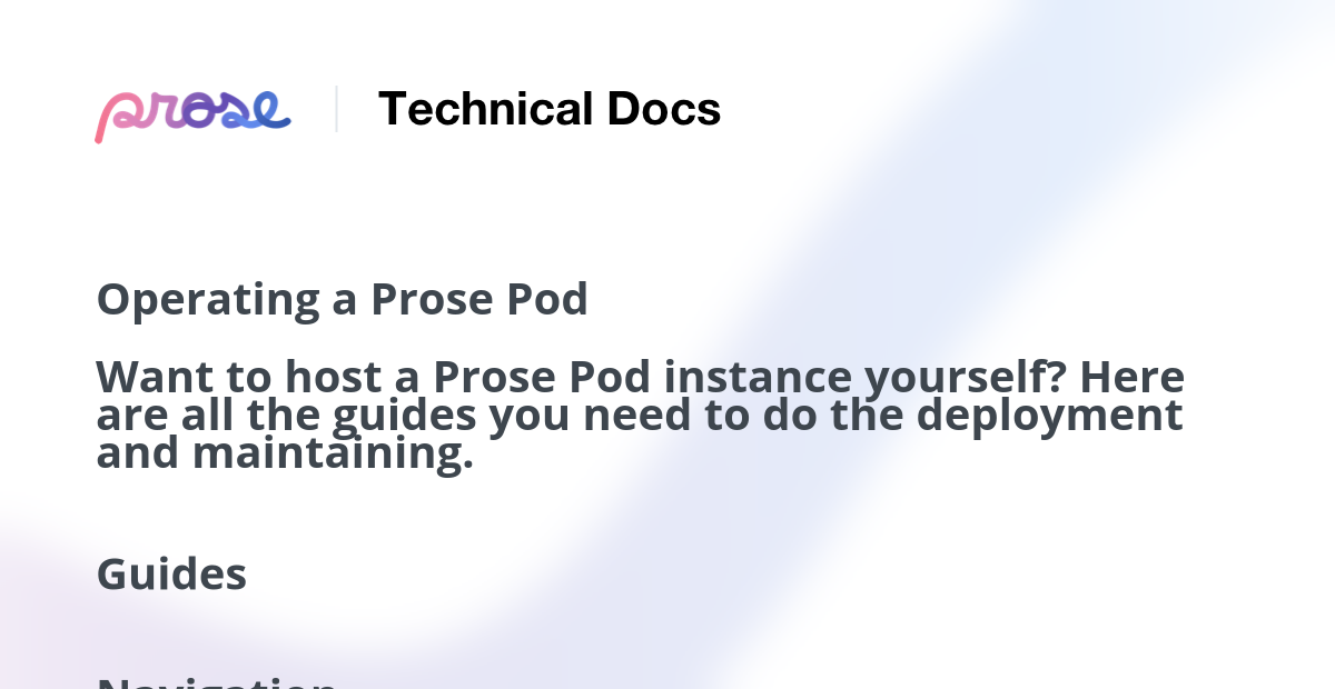 Operating a Prose Pod