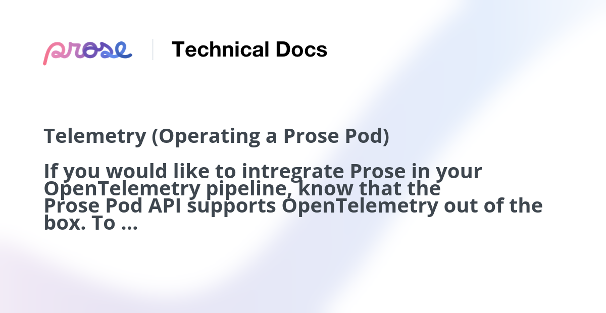 Telemetry (Operating a Prose Pod)